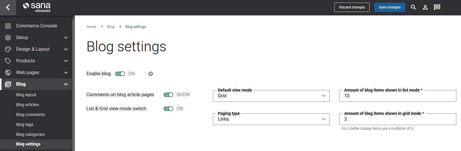 Blog Settings