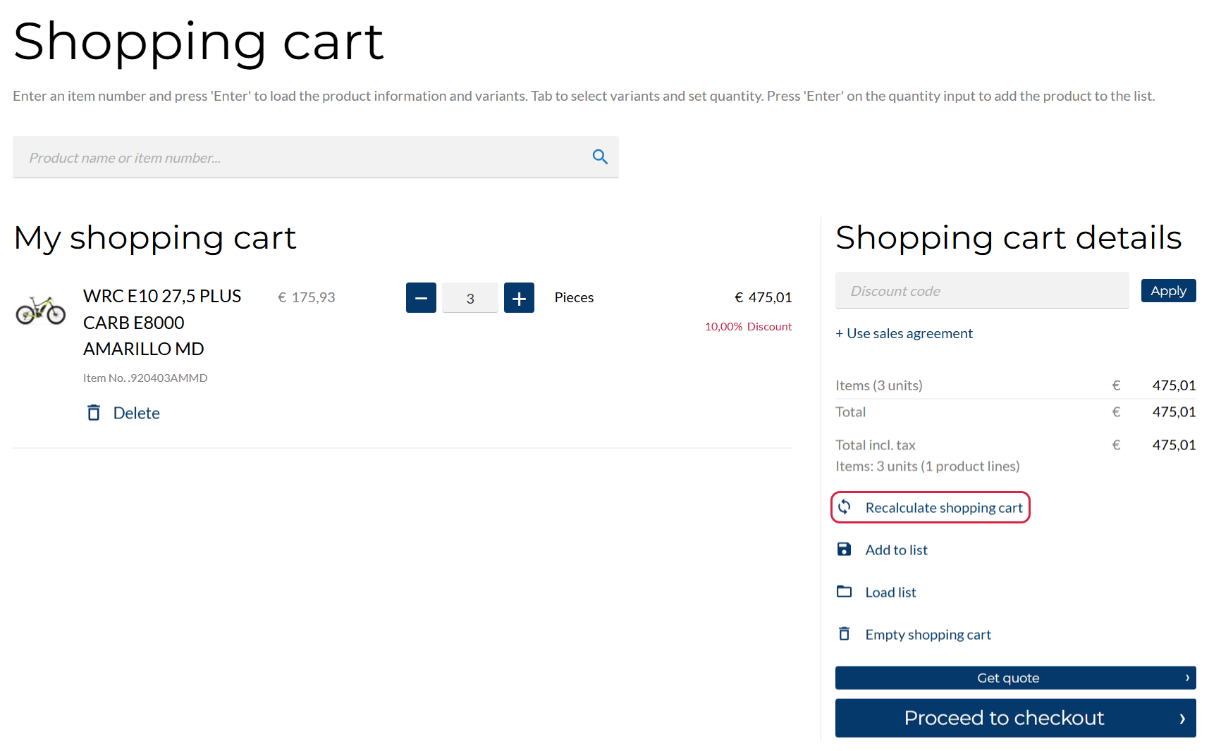 Content Elements on the Basket Page