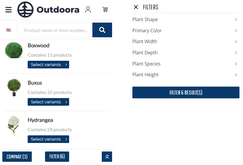 Product Filtering