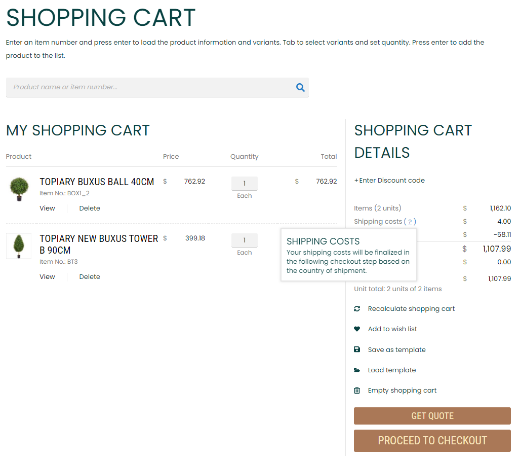 Default Estimated Shipping Costs Default Estimated Shipping Costs