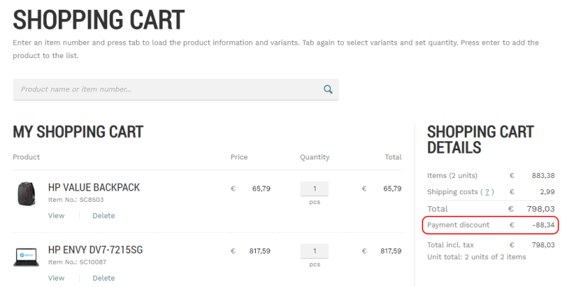 Payment Discount