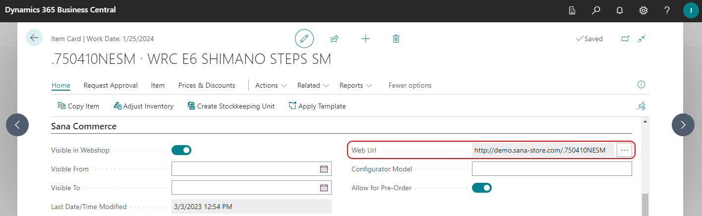 Open Product Page from Item Card