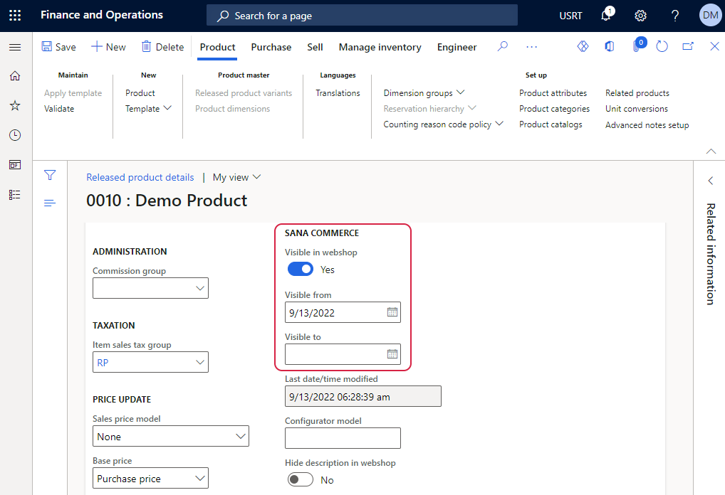 Product Visibility by Date