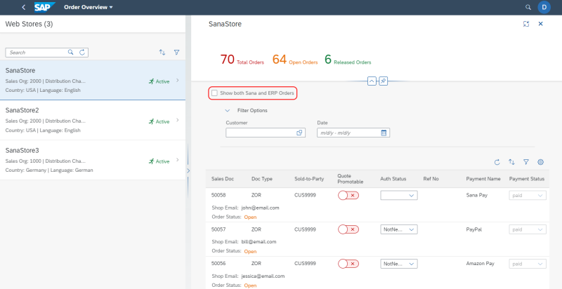 Orders Overview: See Both Sana and ERP Orders